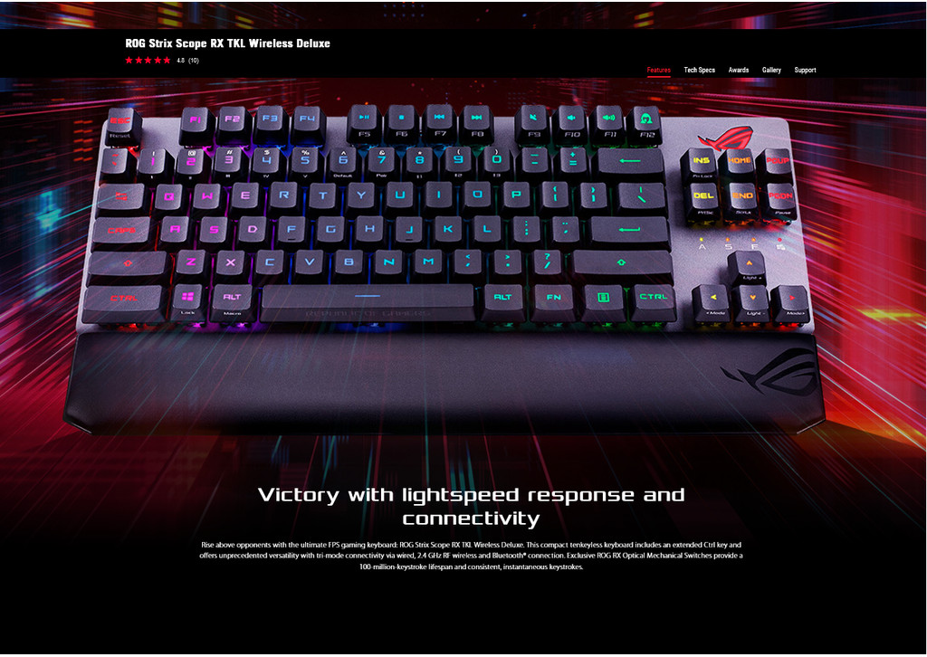Asus ROG Strix Scope RX TKL Wireless Deluxe Tri-Mode Wired Bluetooth ...