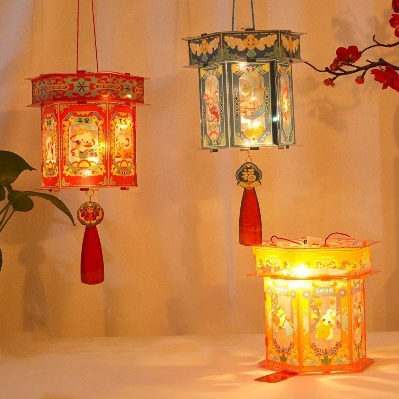 Ancient Style Hexagonal Lanterns Kit DIY Handheld Flower Lanterns Kids ...