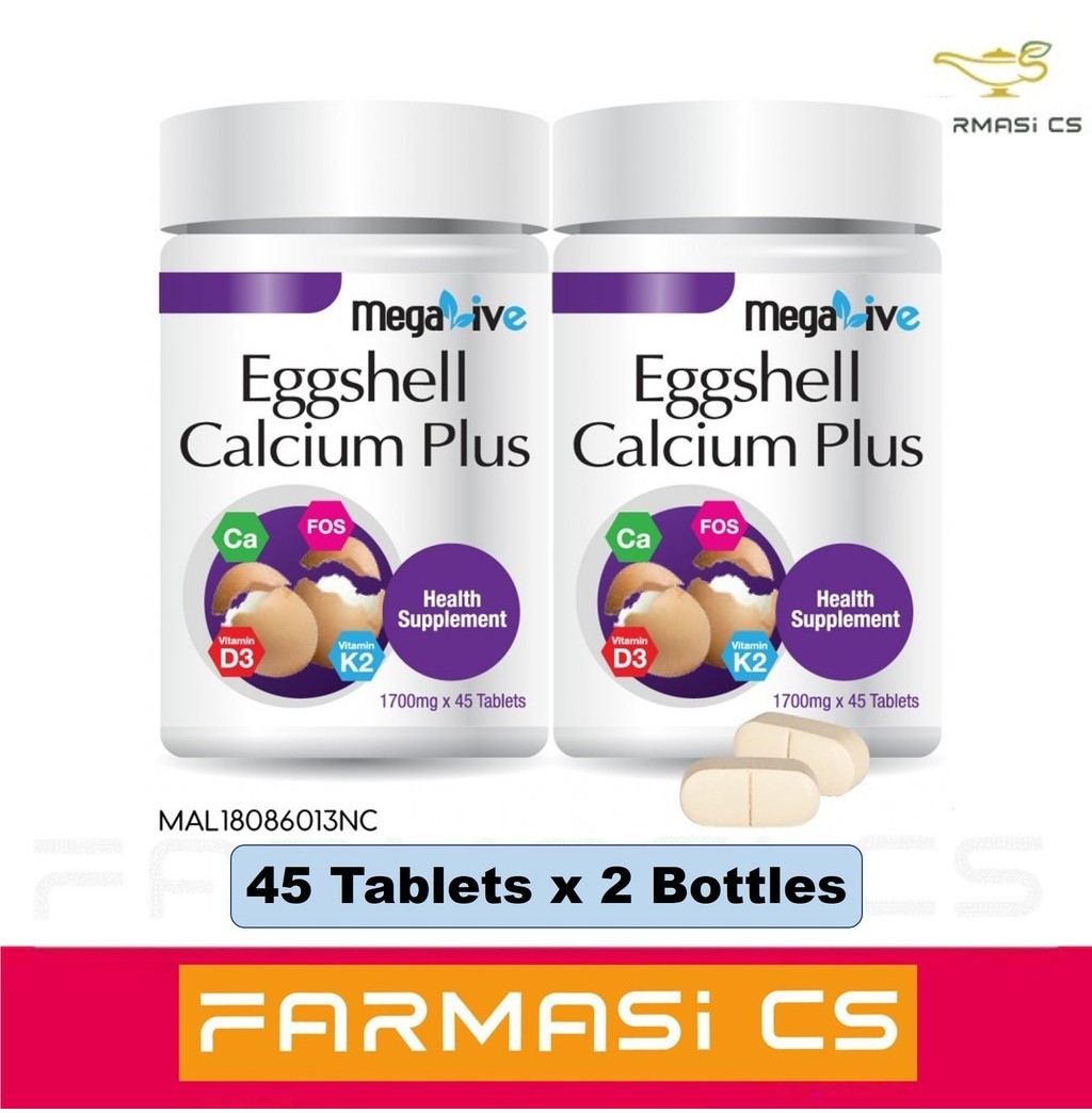 MegaLive Eggshell Calcium Plus 45 tablets x 2 bottles ( TWIN ) EXP:04/ ...