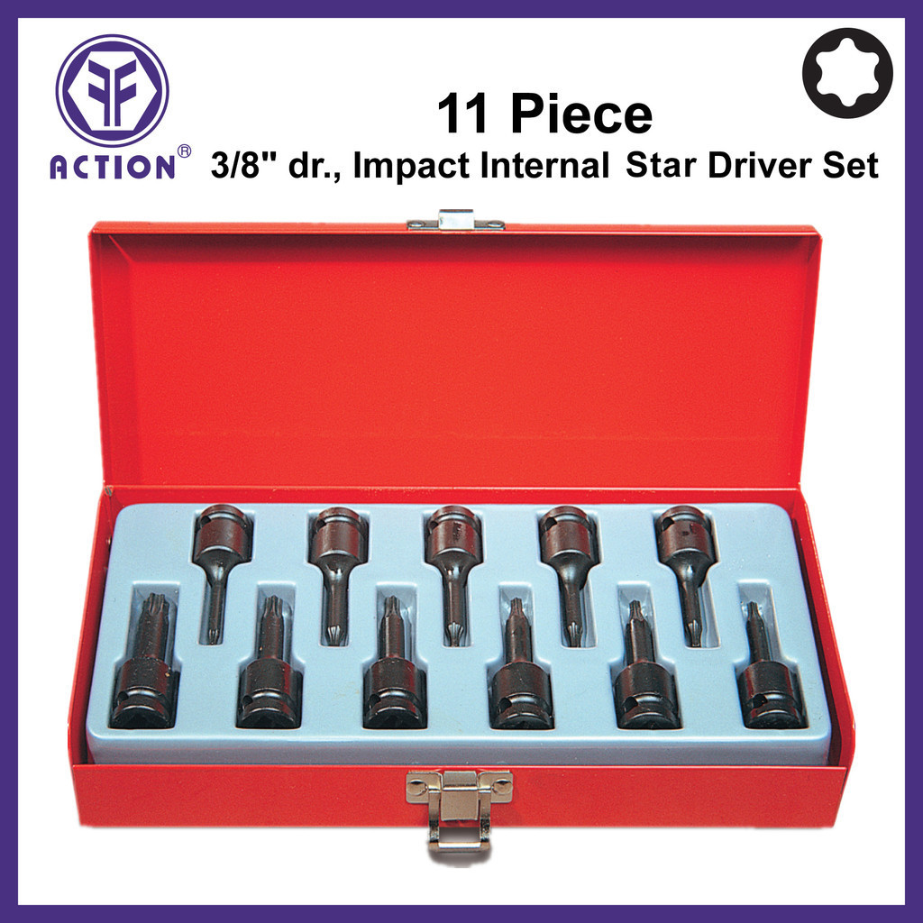 Action 11pcs 3/8" Dr. Impact Internal Star Driver Set (AB69611111 ...