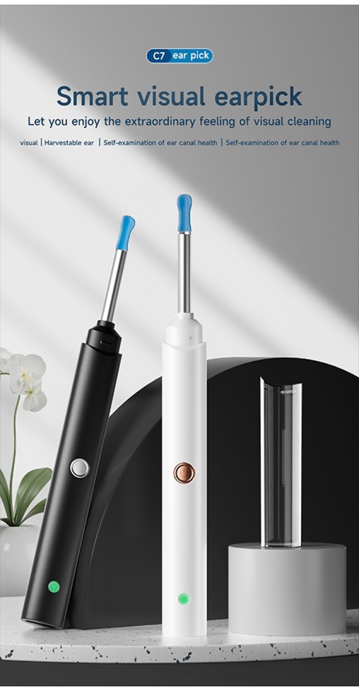 C7 Ear Cleaner with Camera Wireless Otoscope with 1080P HD Camera&LED ...