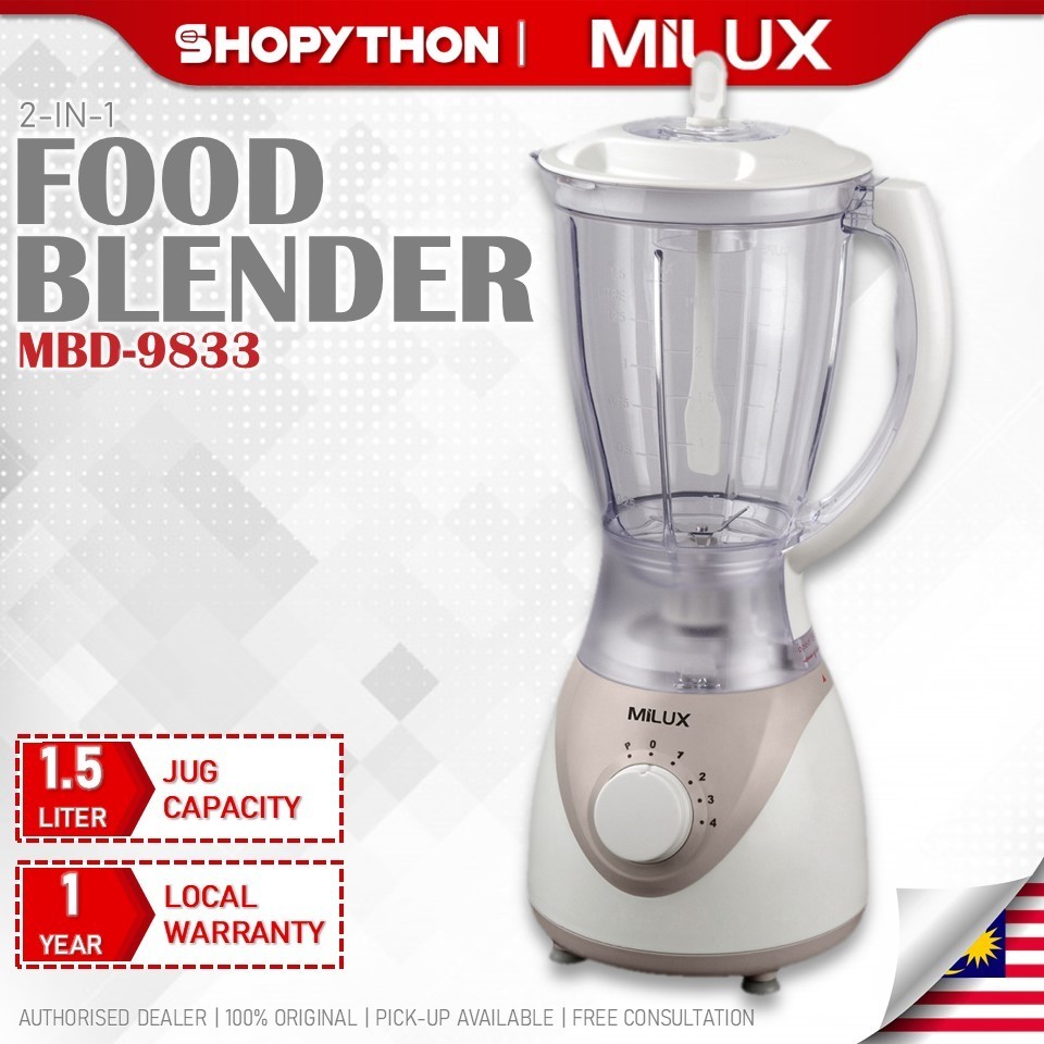 MILUX Food Blender MBD-9833 (1.5L/350w) 2-in-1 Dry Miller Stainless ...