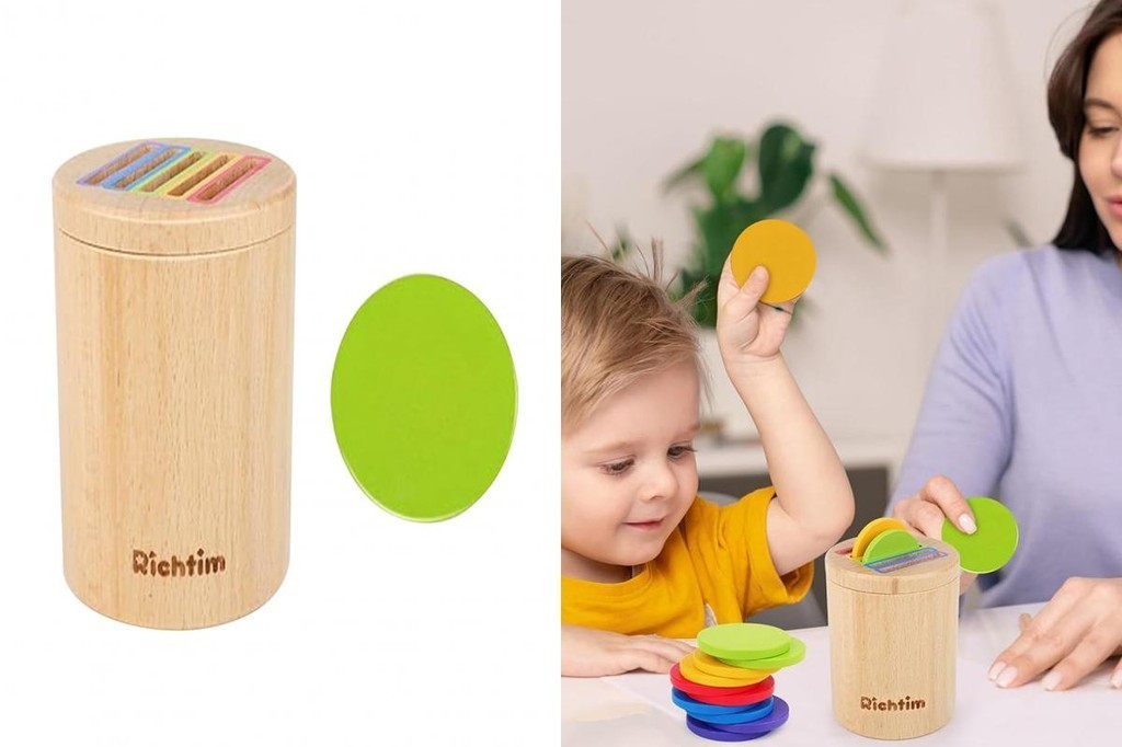 Babies Wooden Coin Box Babies Coin Sorting Toy Colorful Wooden Coin ...