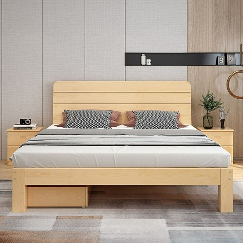 Bed Frame Double Bed Economy Type Solid Wood Bed Modern Simplicity ...