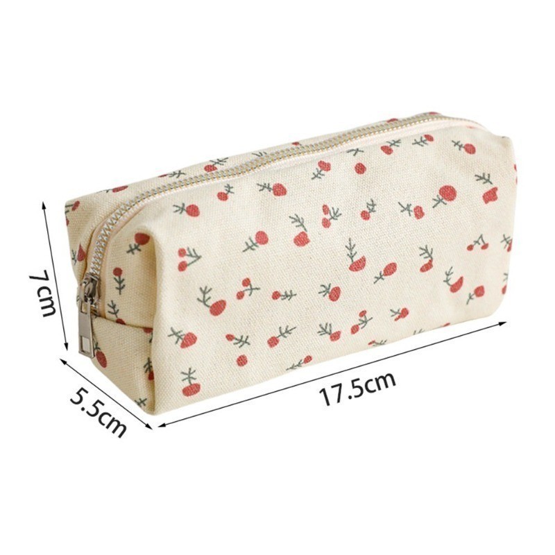 Cream Floral Large Capacity Pen Pencil Case Kawaii Pencil Pouch School ...