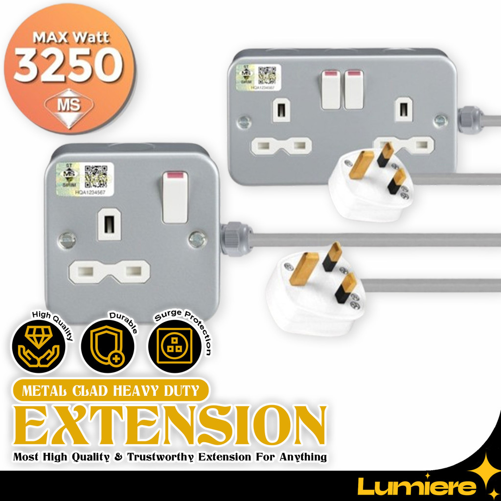 SIRIM Metal Clad Socket Extension Heavy Duty Extension Plug Heavy Duty ...