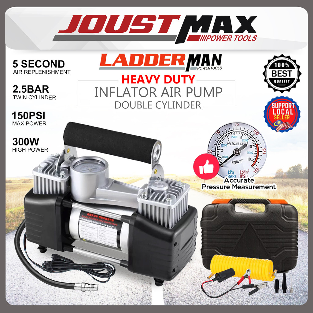 Ladderman Heavy Duty Double Cylinder Portable Car Tyre Inflator Air ...