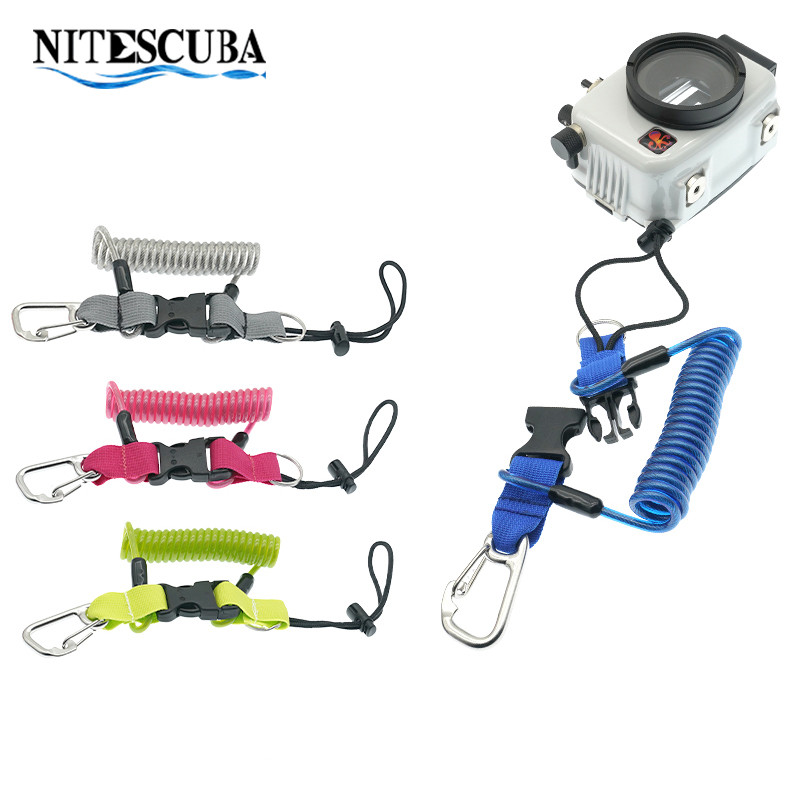 Scuba Diving 316 Anti-lost Spiral Spring Coil Camera Lanyard Safety ...