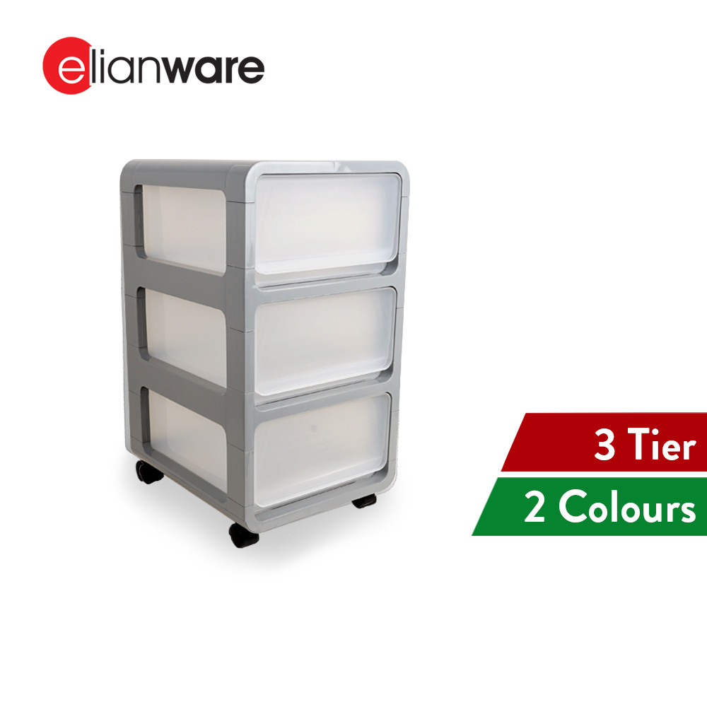 Elianware 3 Layers Elegant Toy Office Drawer Storage Box with Roller ...