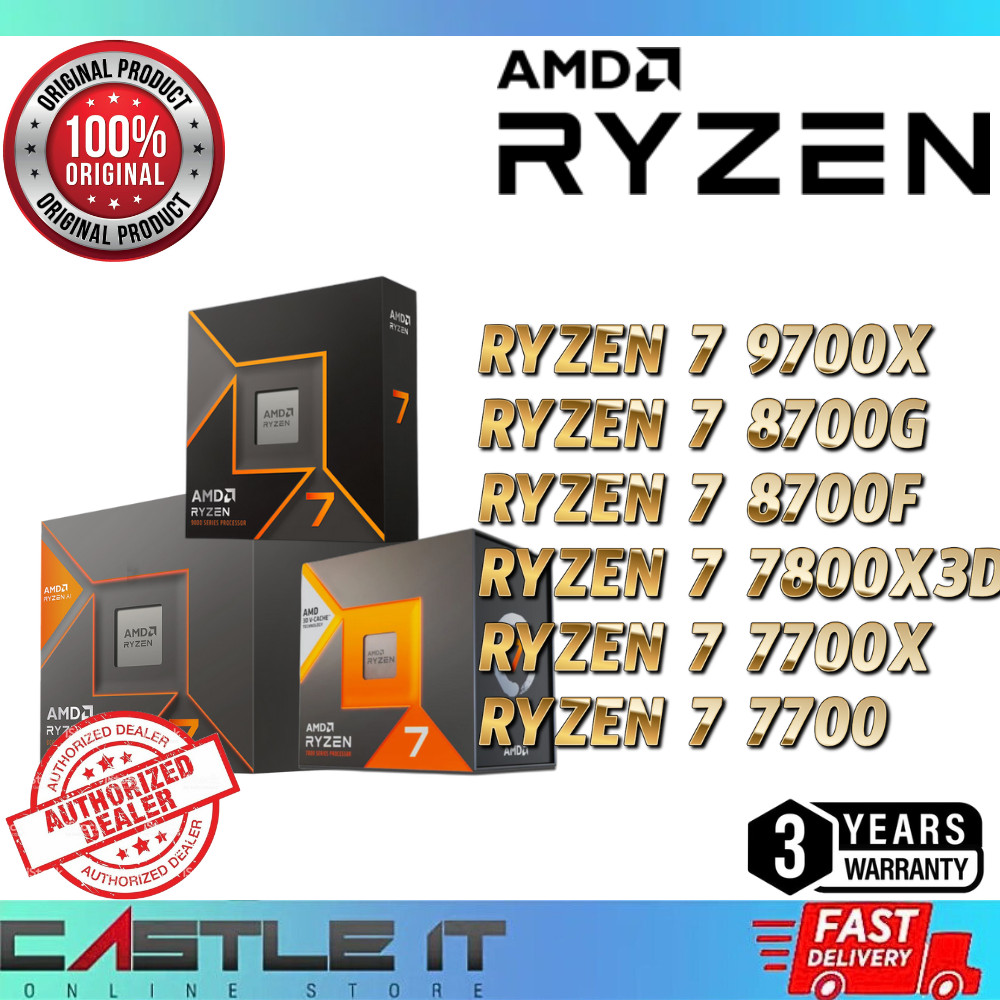 AMD Ryzen 7 9700X / 8700F / 8700G / 7800X3D / 7700X / R7-7700 Socket AM5 Processor | Shopee Malaysia