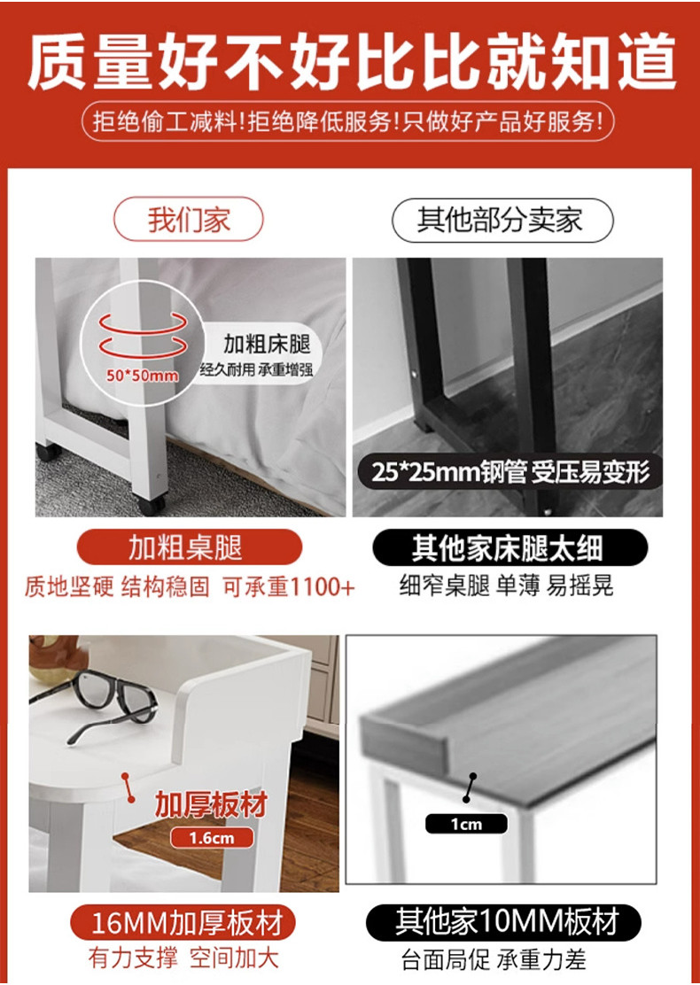 Cross Bed Table Bed Computer Desk Long Multifunctional Writing Table ...