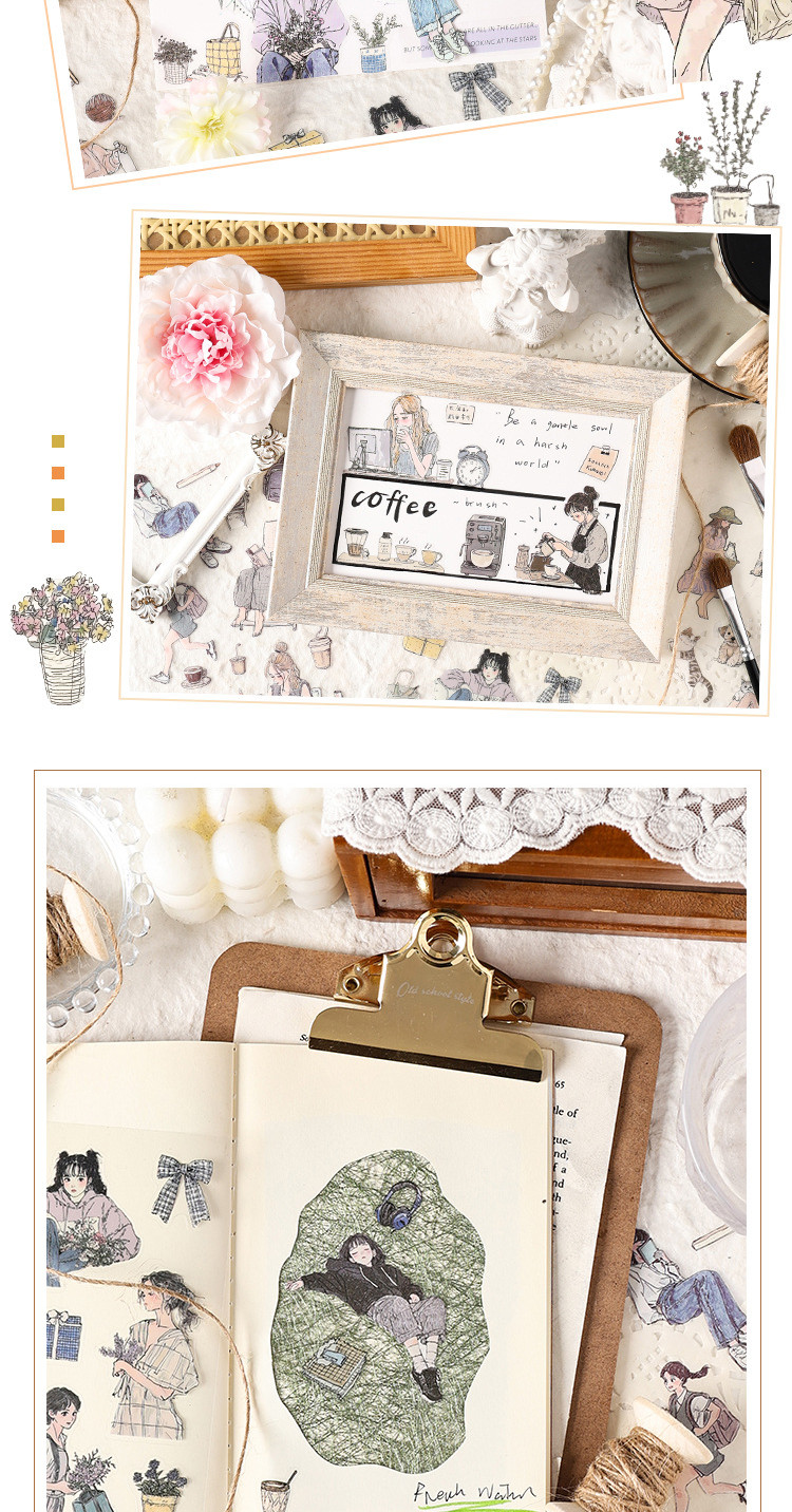 ENWEI 20 Pcs [Forest Girl Series] Daily Life Theme Die Cut PET Sticker ...