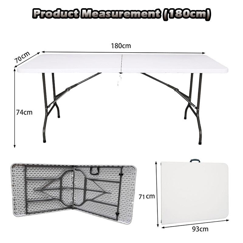 ViRYN 122cm/180cm Multipurpose Outdoor Folding Table Heavy Duty ...