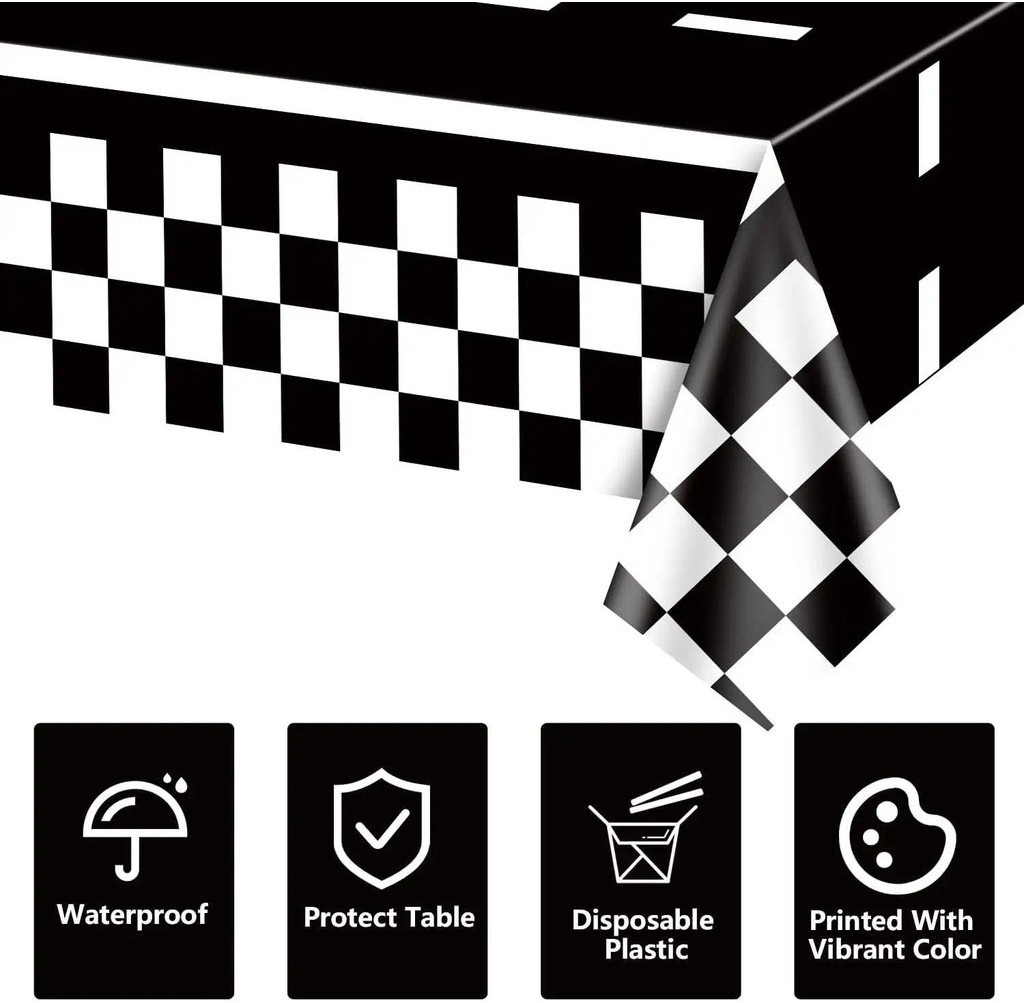 1Pc Racing Track Tablecloths Disposable Checkered Racetrack Tablecover ...