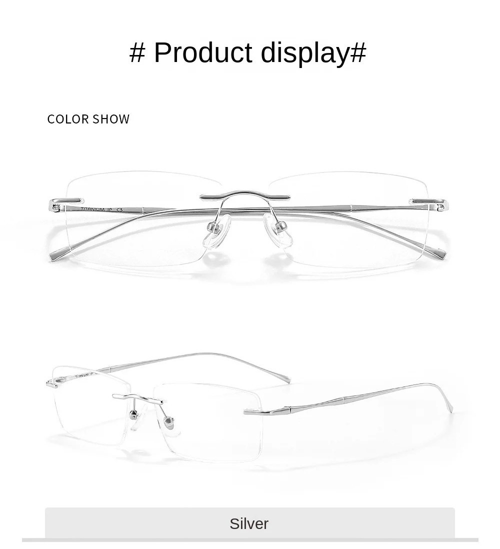 Ultra-light Pure Titanium Frameless Glasses Frame Men Women Fashion ...