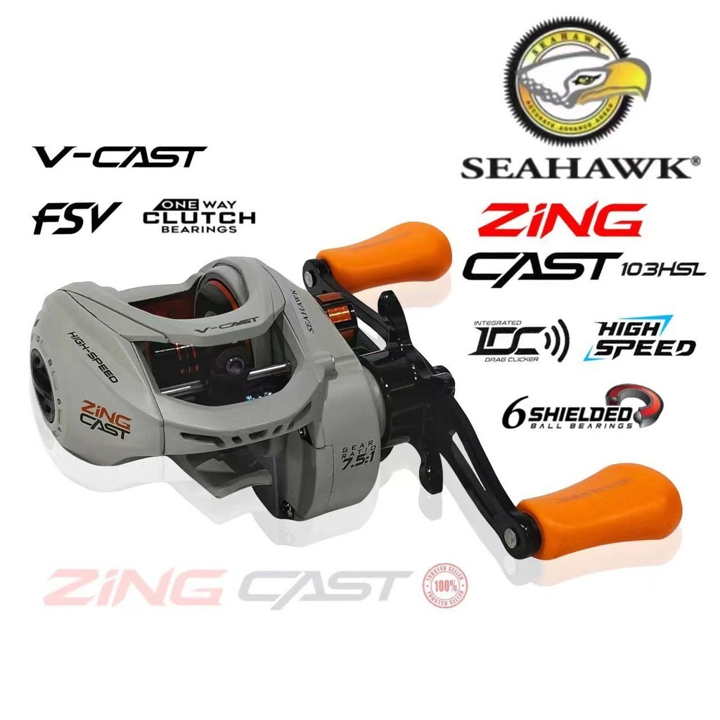 SEAHAWK ZING CAST BAITCASTING (BC) FISHING REEL (FREE CAP) | Shopee ...