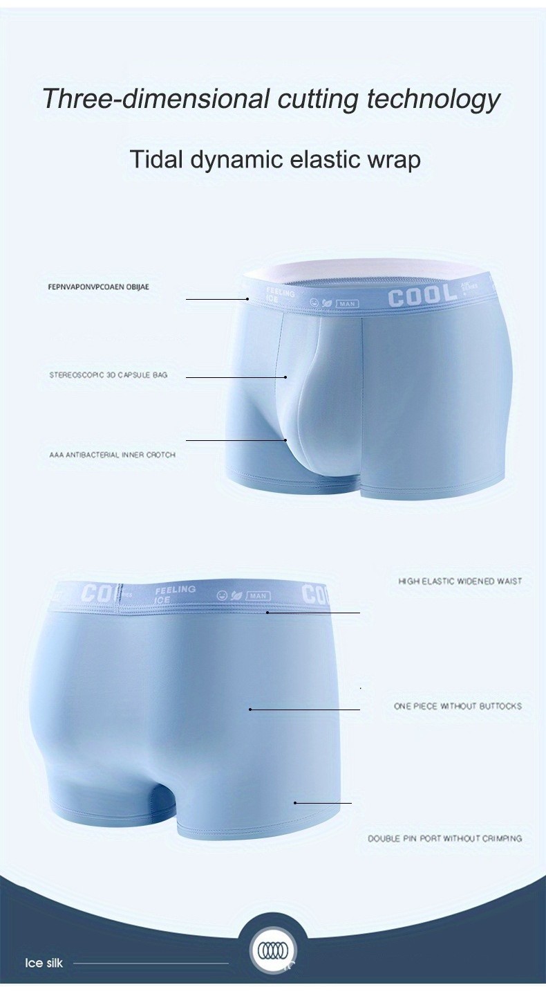 KINGDAFA Ice Silk Breathable Men Underwear Men Boxer Seluar Dalam ...