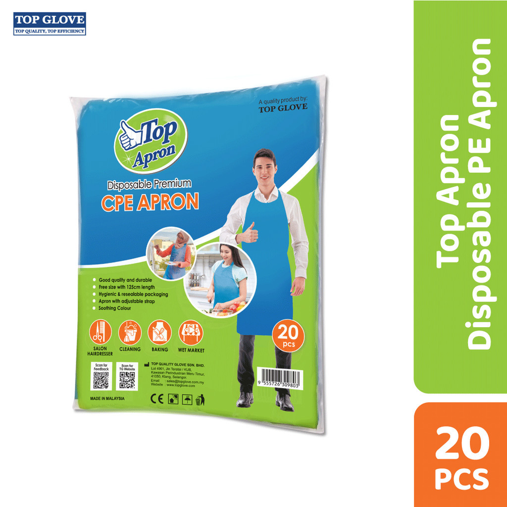 Top Glove Top Apron Disposable Waterproof Plastic PE Apron|20 Pcs/ Bag ...