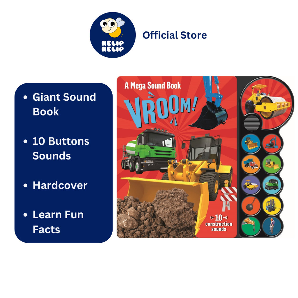 Vroom Construction Vehicles Sound Book For Kids with 10 Button Exciting ...