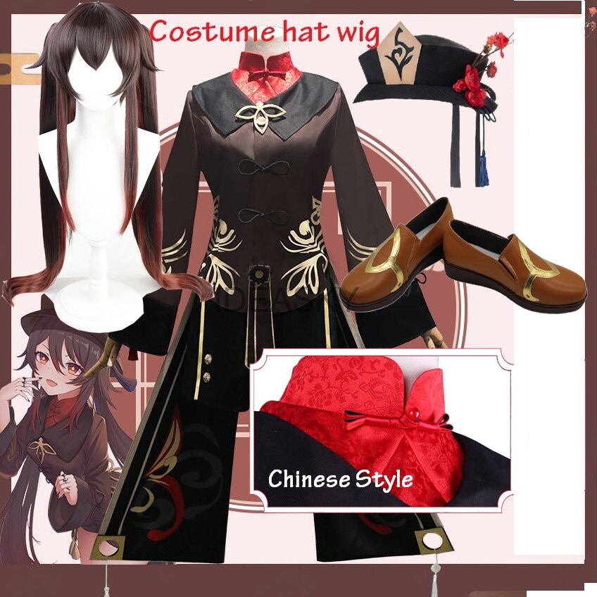 accounts in genshin impact Hutao Cosplay Costume Uniform Wig hat Anime ...