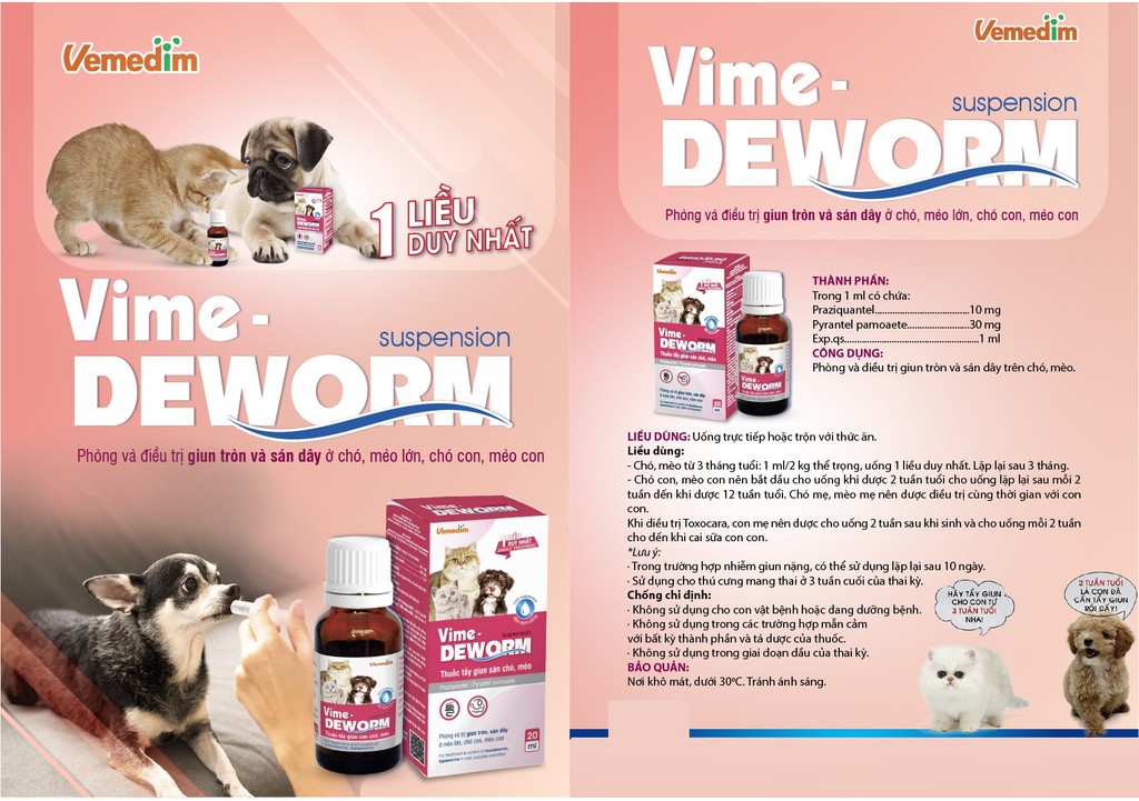 Vime Deworm Vemedim Worm Removal for Dogs and Cats 20ml Bottle | Shopee ...
