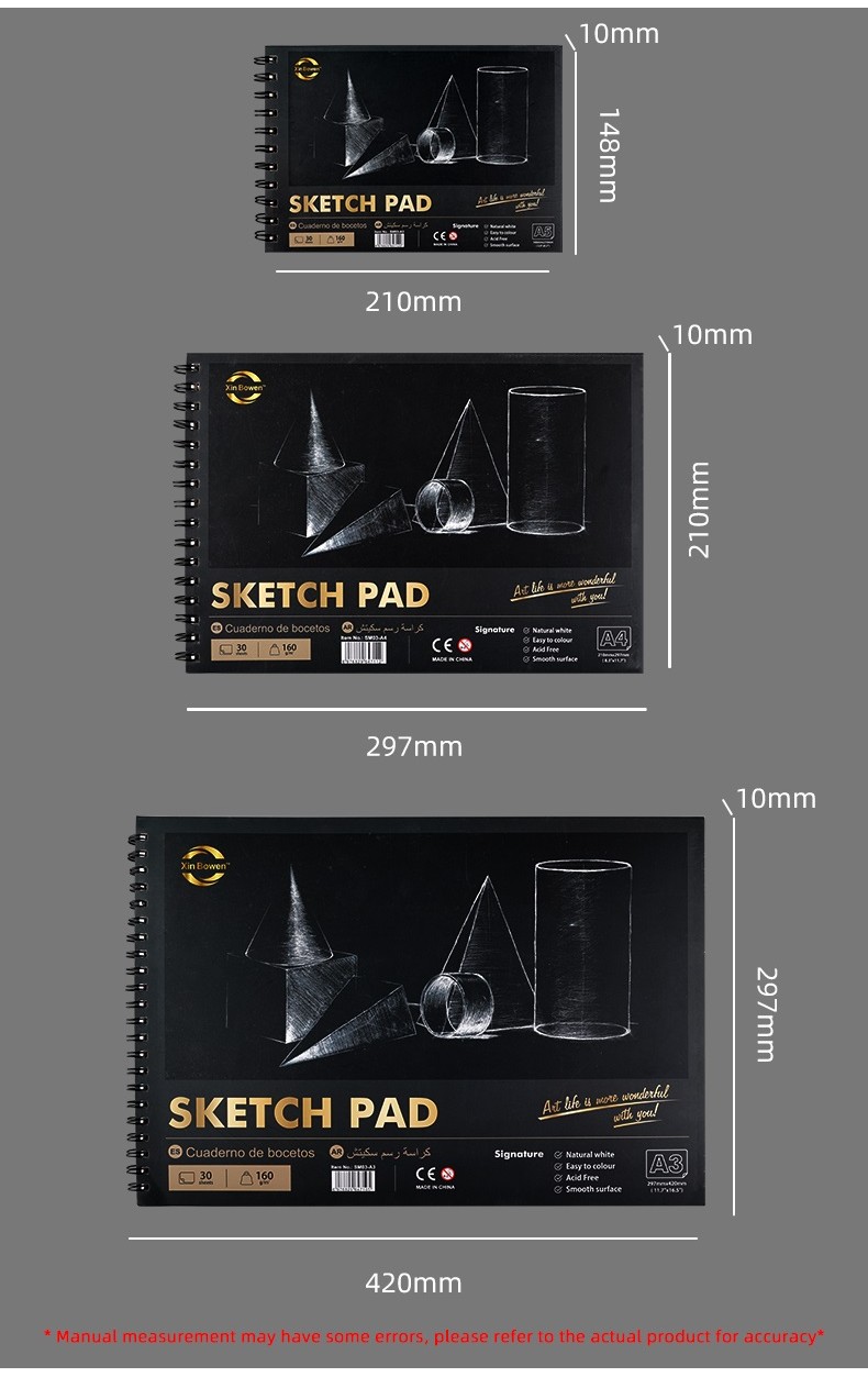 Professional Sketchbook A3 A4 A5 Drawing Pad 30 Sheets 160 GSM Acid ...