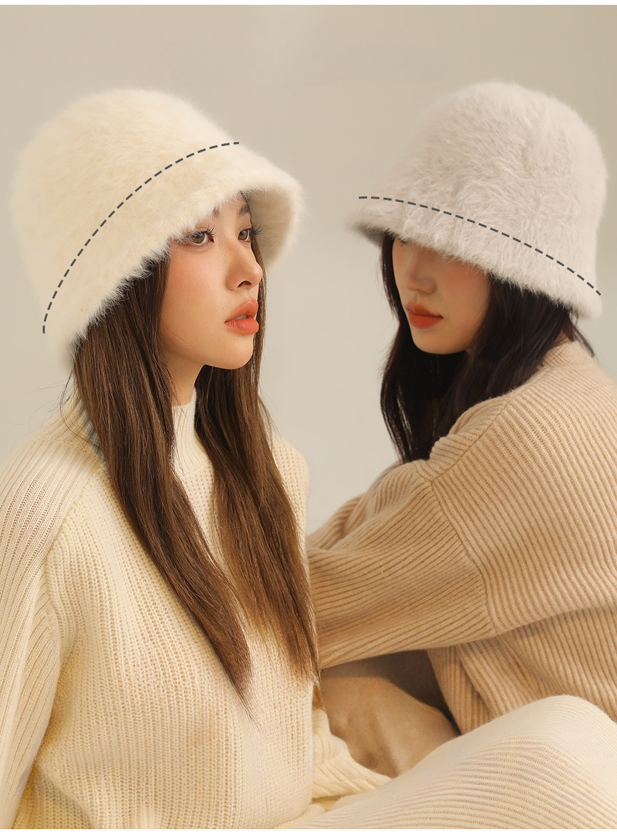Misskoi [Ready Stock] Big Head Circumference Rabbit Fur Bucket Hat ...
