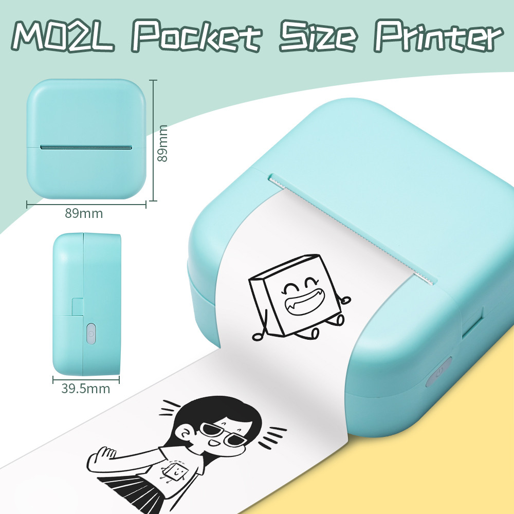 M02L Bluetooth Label Maker Mini Thermal Printer Inkless Pocket Printer ...