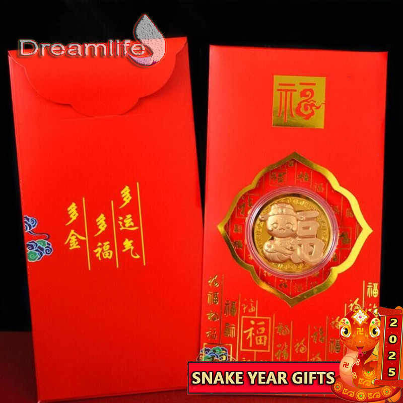 2025 Snake Year Lucky Coin Red Envelope Snake Year Gold Foil Money Bag ...