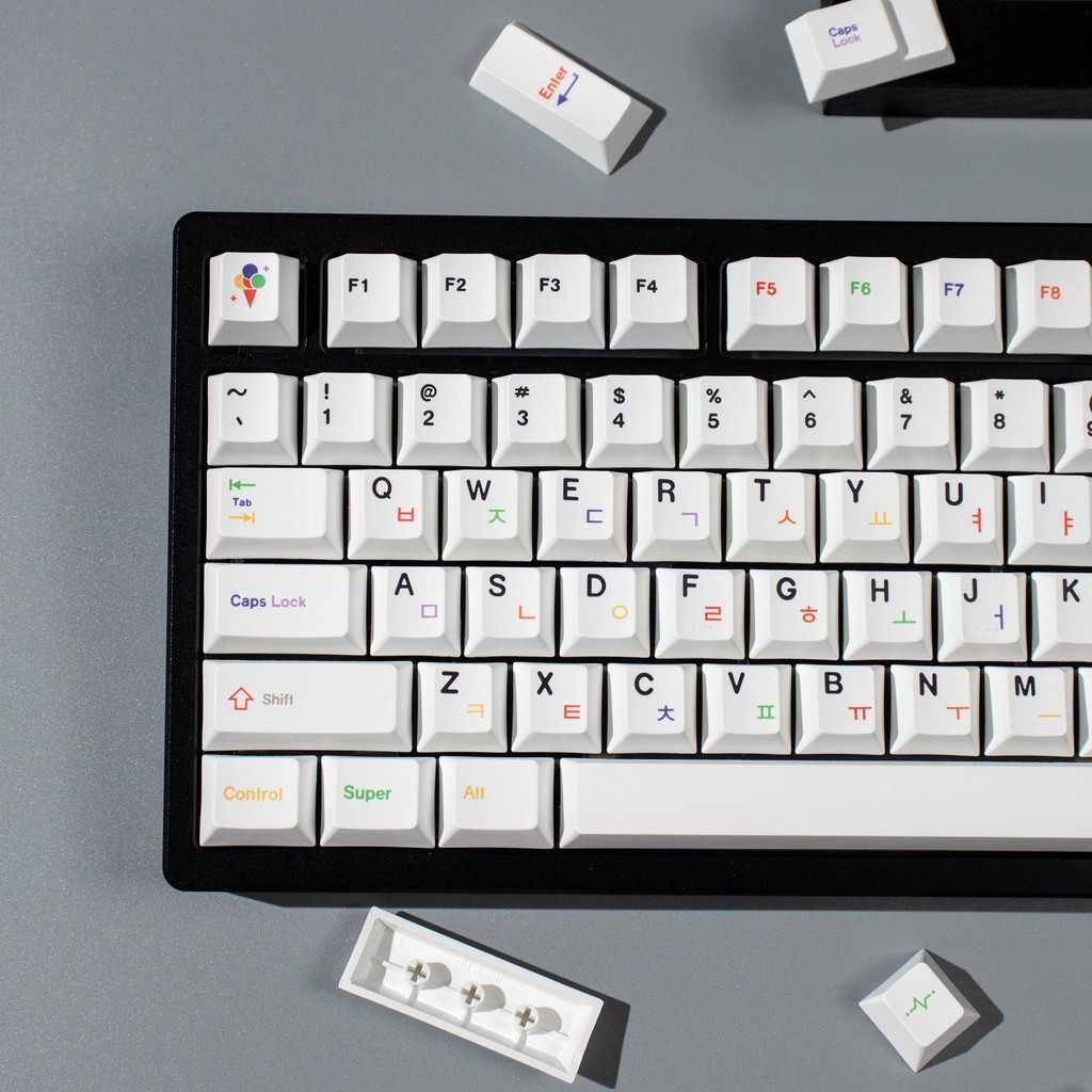 Korean Keycaps BOW Minimalism White/ Milky White Cherry Profile PBT ...