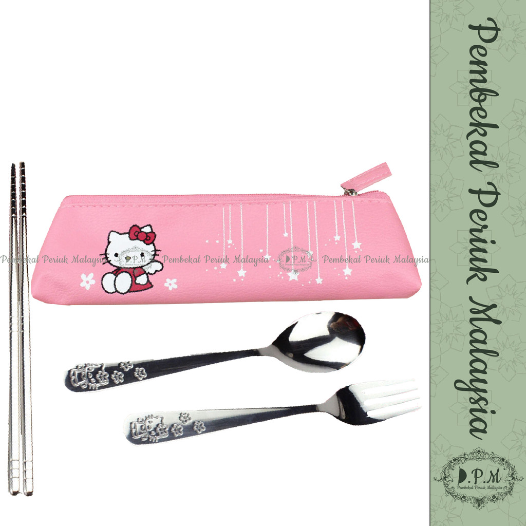 Hello Kitty 304 Stainless Steel Cutlery Set / Set Kutleri Hello Kitty ...