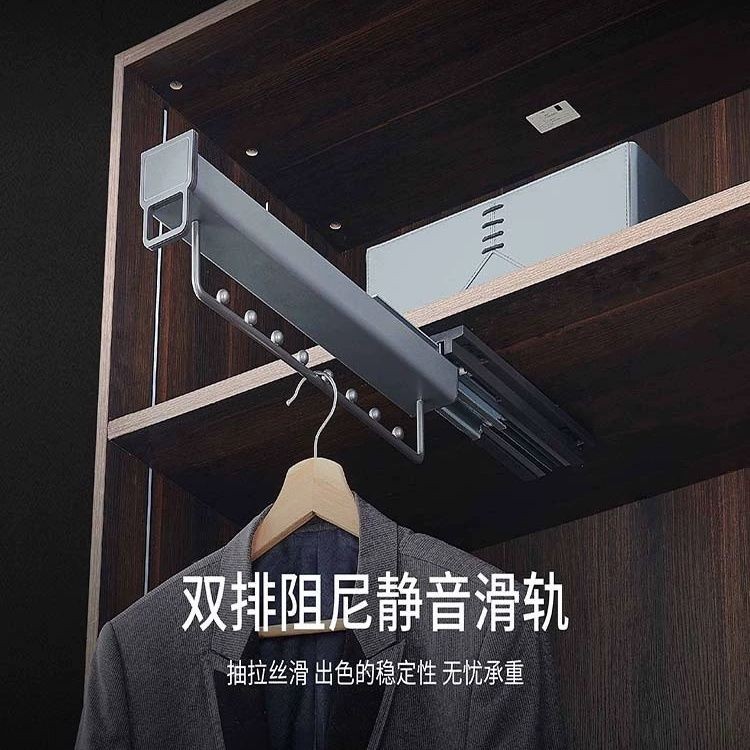 Pull-out Clothes Rail In The Wardrobe Telescopic Clothes Hanger Silent ...