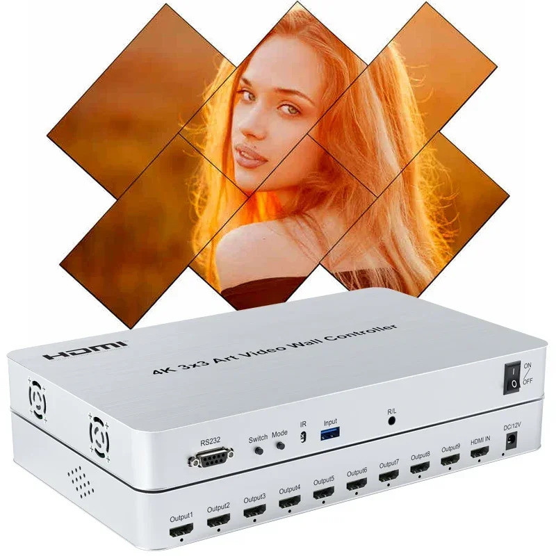 4K 3x3 HDMI TV Splicing Box Video Wall Processor Multi-screen Display Creative Video Wall ...