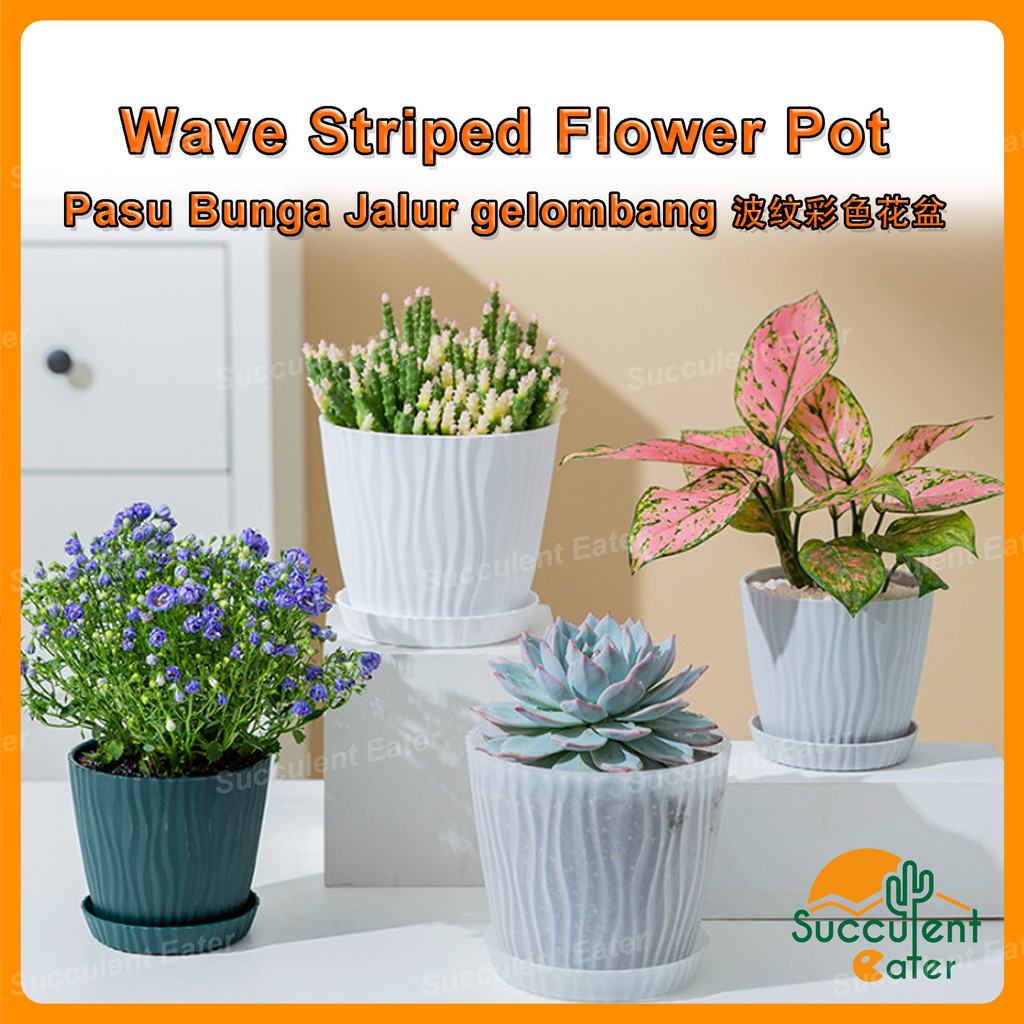 Wave Striped Flower Pot Pasu Bunga Jalur Gelombang 波纹彩色花盆 | Shopee Malaysia