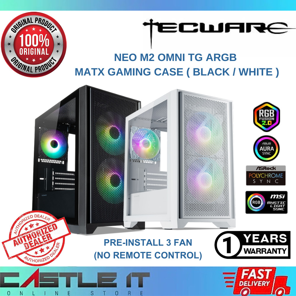 Tecware NEO M2 OMNI TG ARGB MATX PC Case Chassis Gaming Casing ( Black ...