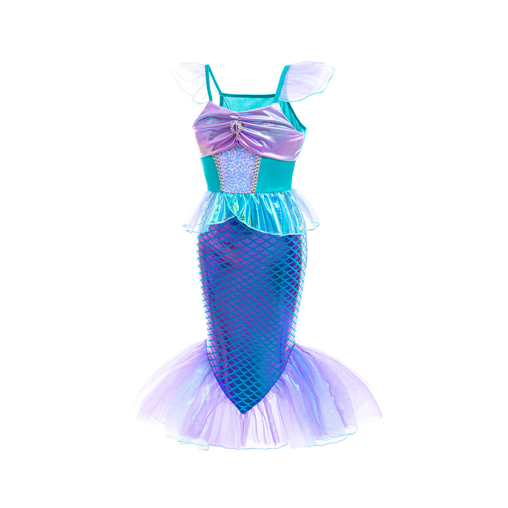 Mermaid Blue Dress For Kids Girl Princess Ariel Fishtail Gown For Girls ...