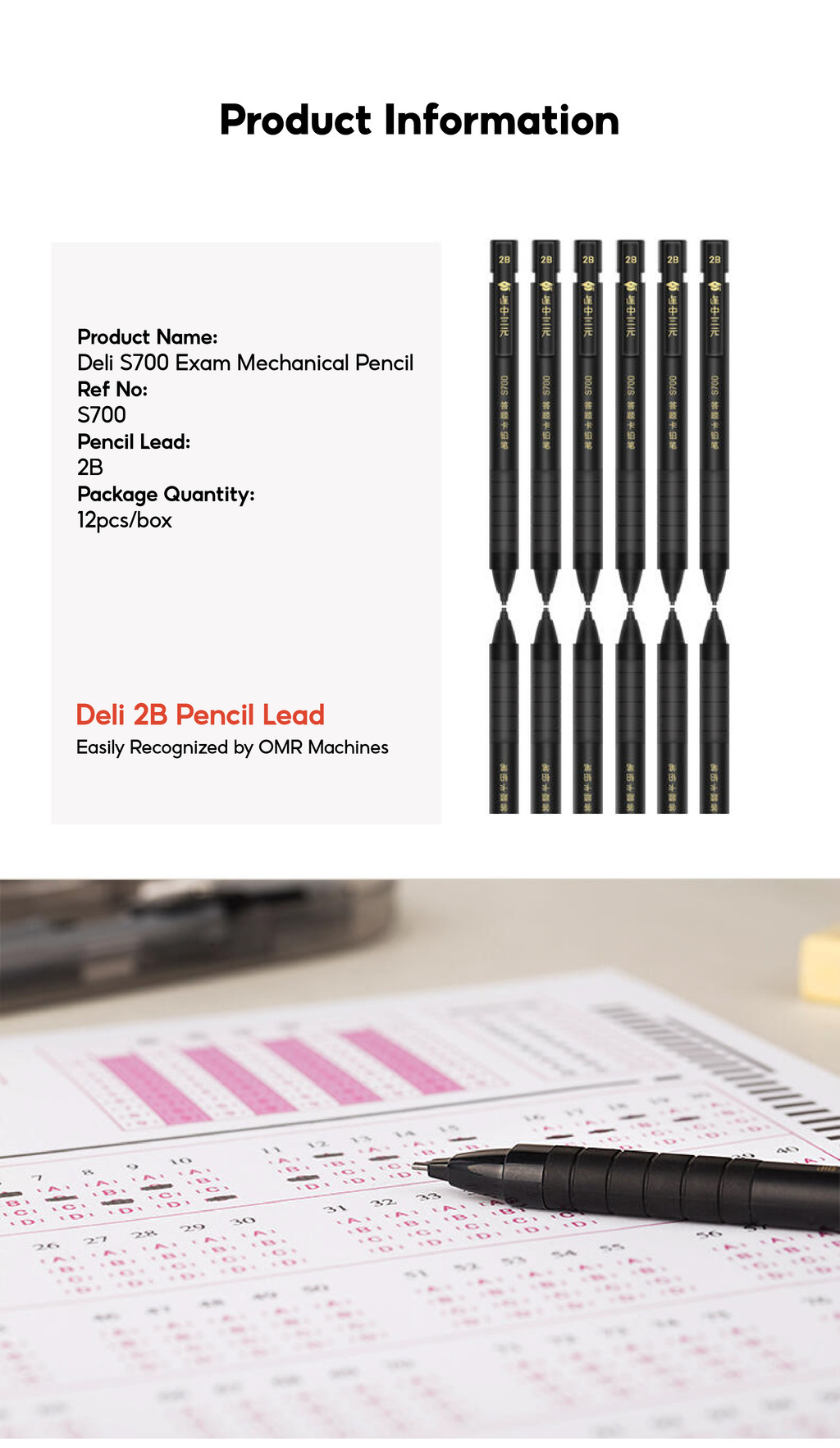 Deli TRIUMPH Exam Series 0.6mm 2B Mechanical Pencil Refill Pensil Ubat ...