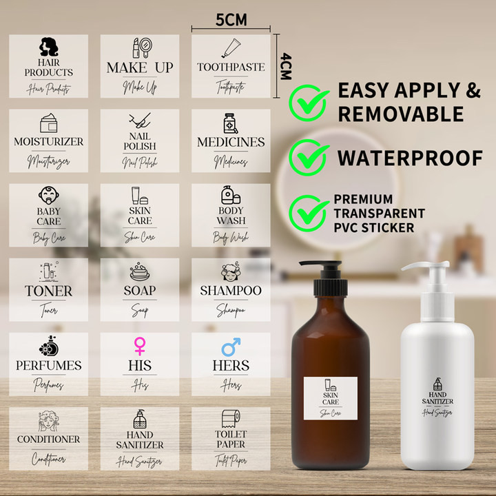Toiletries Transparent Sticker | Waterproof Toiletries Label Stickers ...
