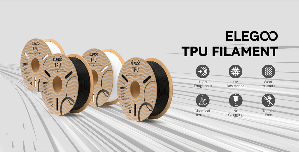 Elegoo TPU Filament 1KG 1.75mm 95A Shore Hardness, UV Resistant Easy To ...