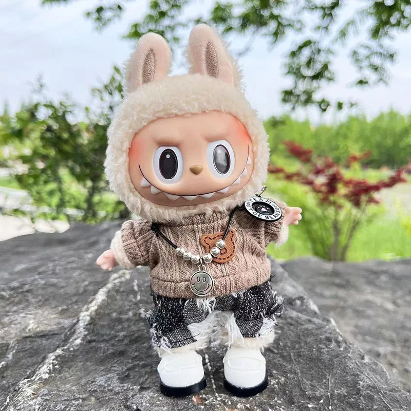 For Labubus 17cm Mini Doll Clothes Outfit Hat Clothes Shoes for Labubu ...