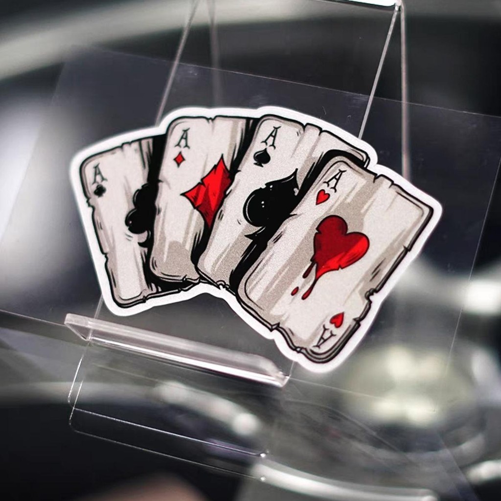 JDM Poker Cards Reflective Motocycle Scooter Body Window Decal Helmet ...