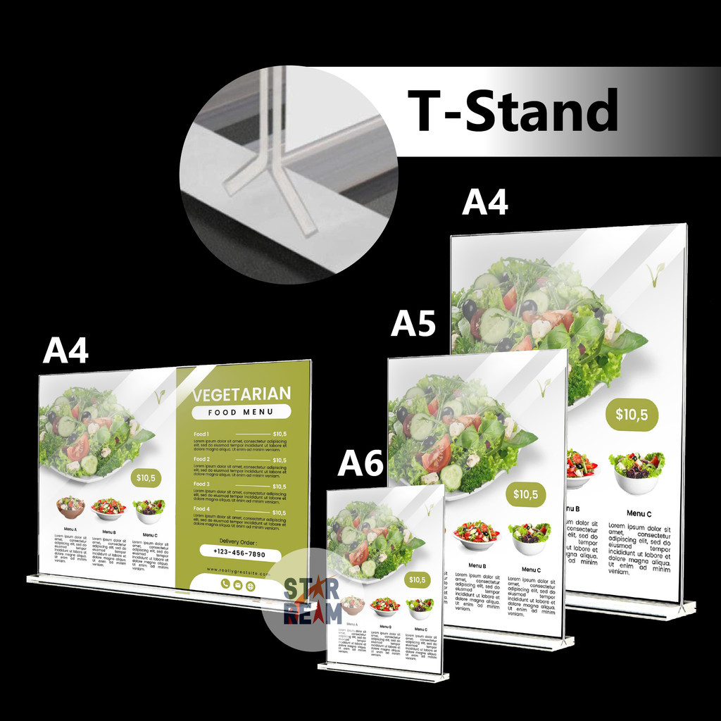 [Ready Stock KL] Transparent Display Stand/ T-stand (A4/A5/A6)| Display ...