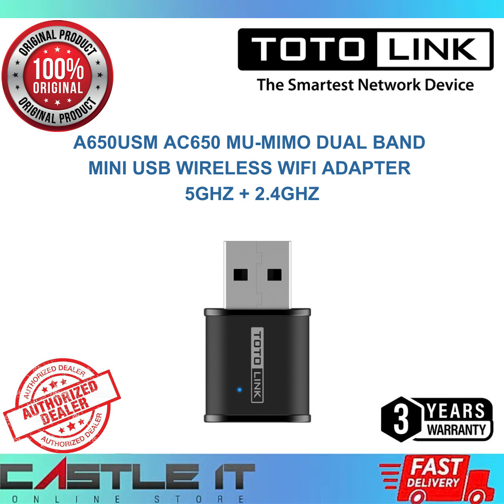 TOTOLINK A650USM AC650 MU-MIMO Dual Band Mini USB Wireless WiFi Adapter 5GHz + 2.4GHz | Shopee ...