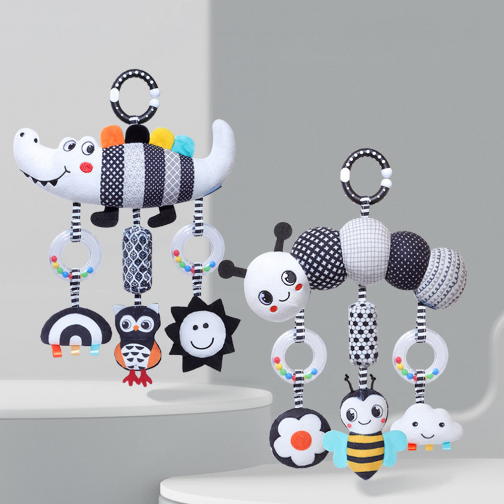 Infant Rattle Toys Black and White High Contrast Baby Bed Hanging Toy ...