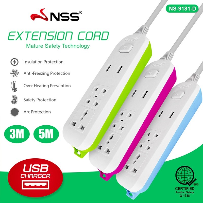 NSS 3M/5M/8M power socket expansion multi-function socket, two hole ...