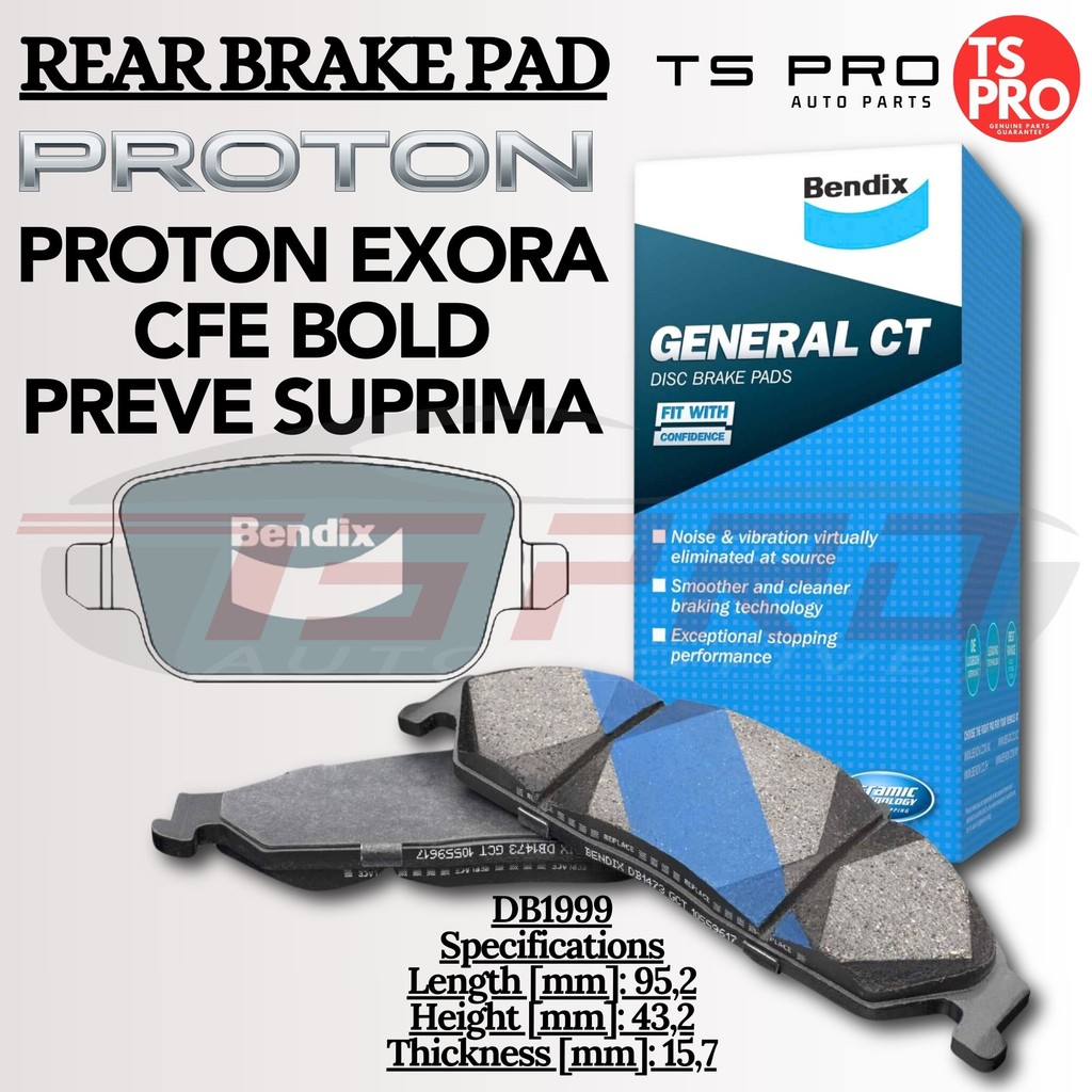 Proton Exora CFE Bold Preve Suprima Bendix Rear Disk Brake Pad Disc ...