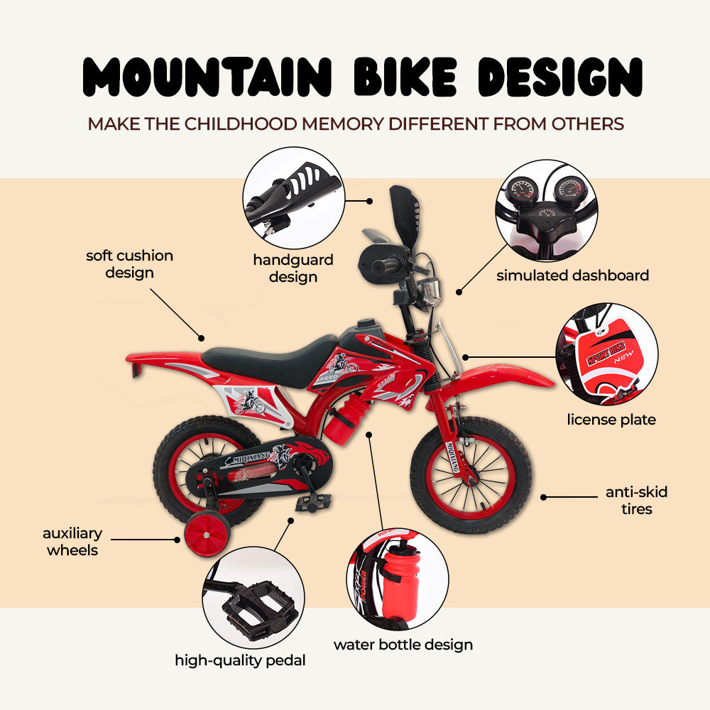 Odoso【Mountain Bike Design】16 Inch Basikal Children's Bicycle Kids ...