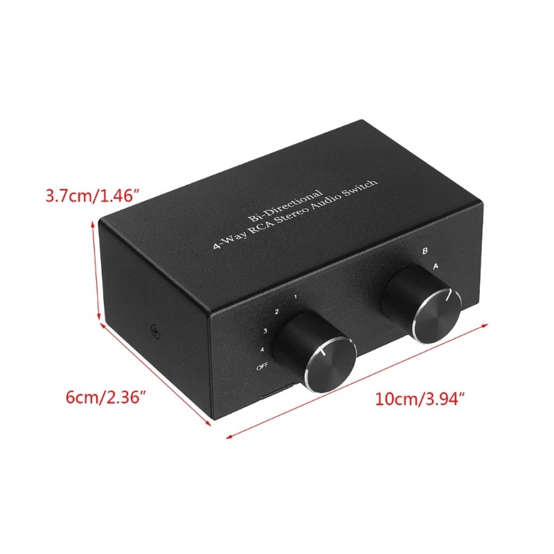 4 Way Bi-Directional RCA Stereo Audio Switch Selector 4X2/2X4 L/R Sound ...