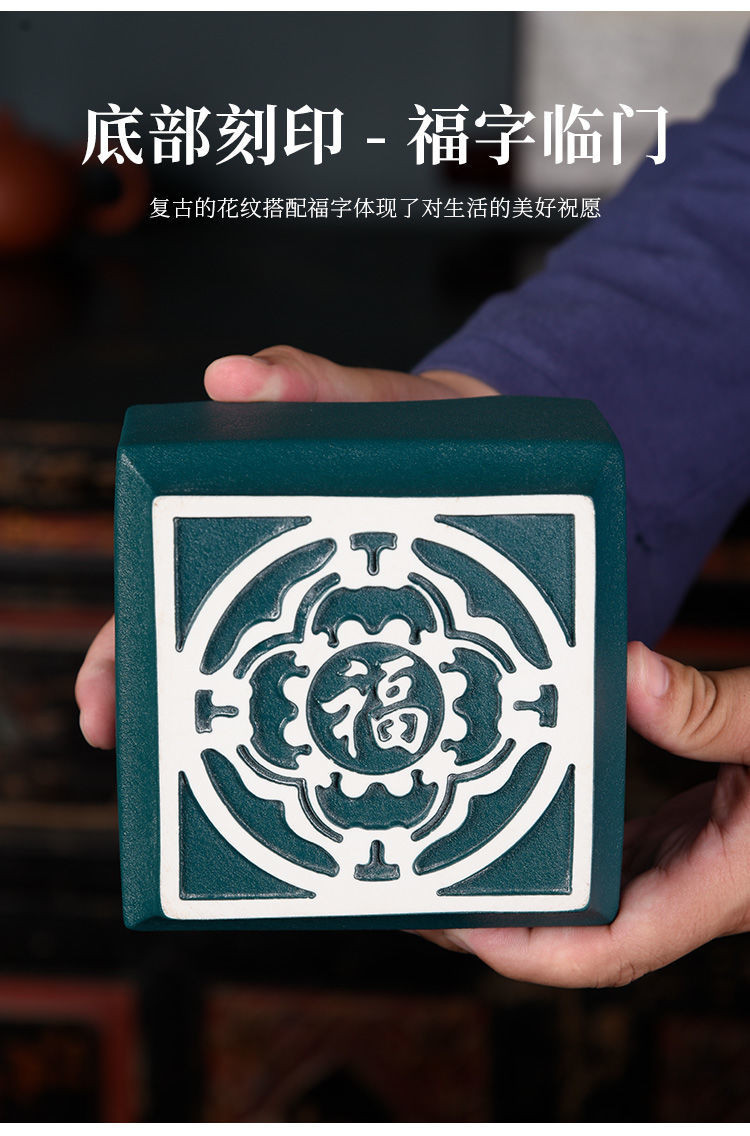 [Yuanyi] Nafu Series Tea Caddy/ Household ceramic sealed tea jar hollow Chinese tea storage纳福系列 ...