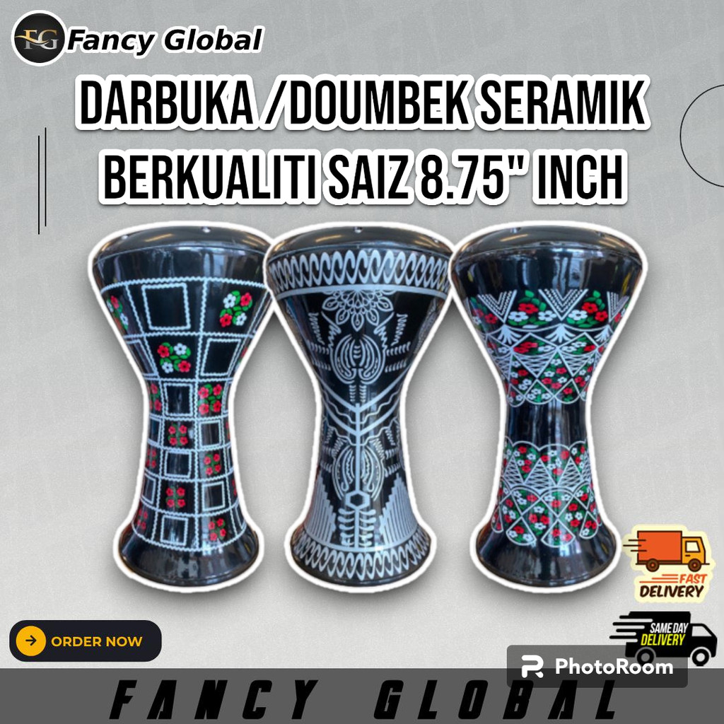DARBUKA /DOUMBEK SERAMIK BERKUALITI SAIZ 8.75" INCH | Shopee Malaysia